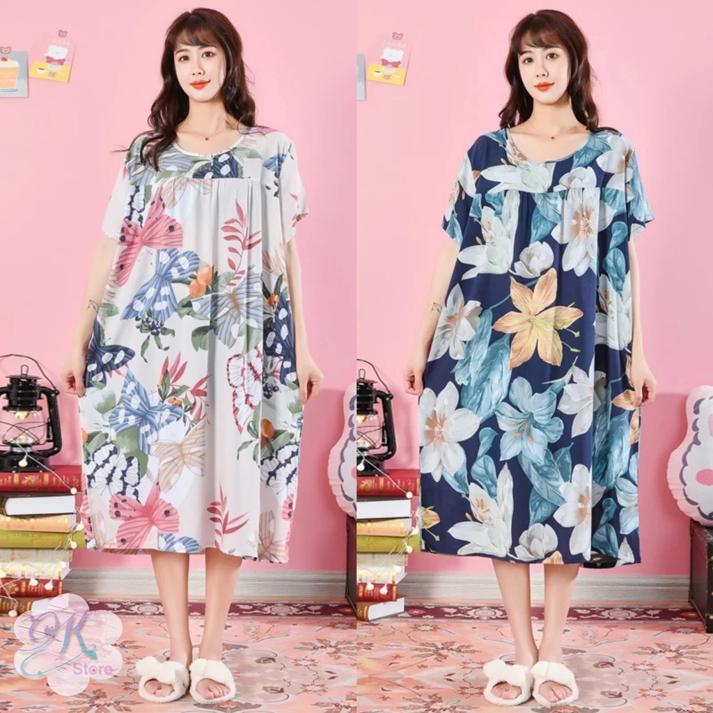 #PSD Korean Daster Floral Plus Size Sleepwear Nightdress Homewear ...