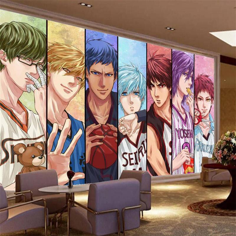 Custom 3D Hand Painted Slam Dunk Comic Mural Wallpaper For Living Room ...