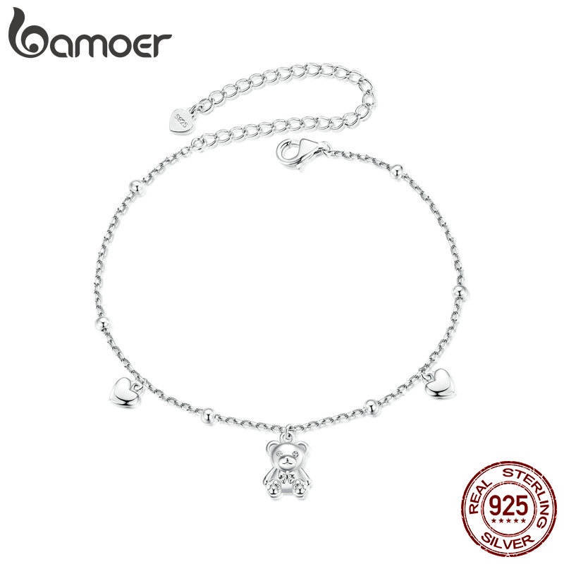 Bamoer 925 Sterling Sliver Bracelet Three Dimensional Cute Bear Design ...