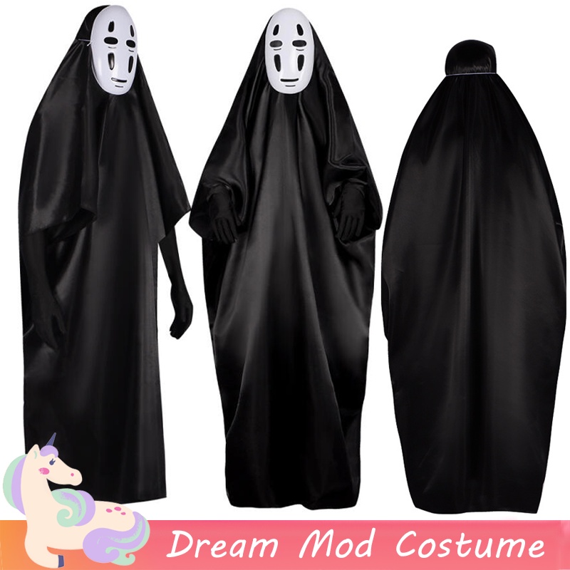 Spirited Away Black Cloak No Face Man Cosplay Costume For Kids Adults ...