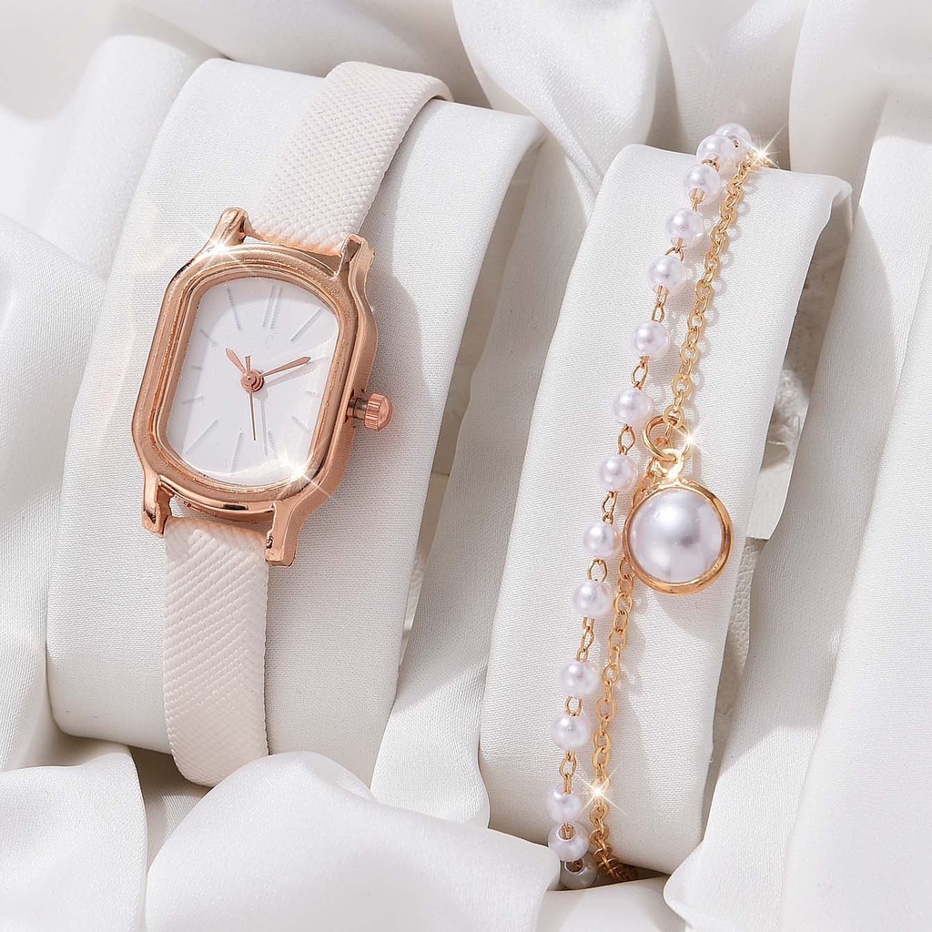 Women Watch Bracelet Set Polygon Dial Quartz Watches | Shopee Philippines