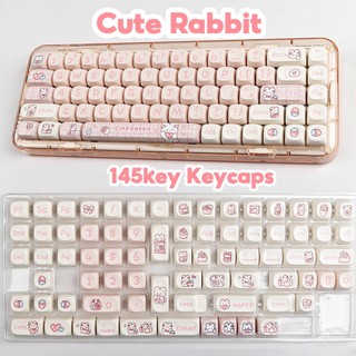 Cute Rabbit Keycaps 145Keys/Set PBT MOA Profile DYE-SUB DIY Custom for ...
