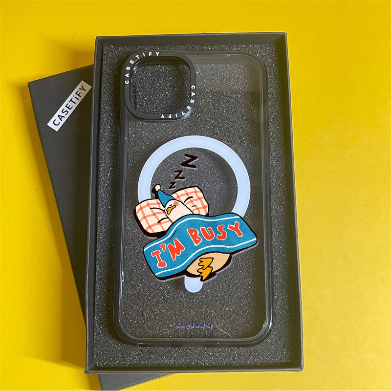CASETiFY X I'm so busy Magnetic suction Black Edge Clear Sideband Font ...