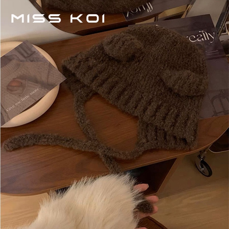 MISSKOI [Ready Stock] Hat Autumn Winter Hot-Selling Tether Cute Bear ...