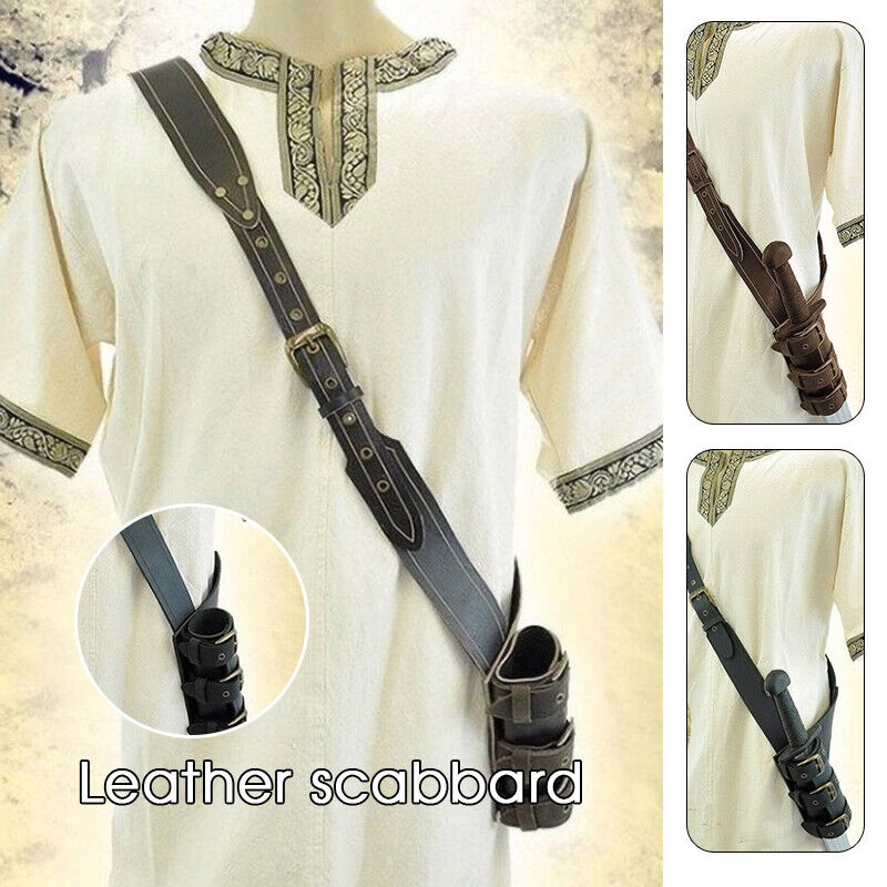 Props Medieval Warrior Cross Body Sword Holder Leather Scabbard Vintage ...