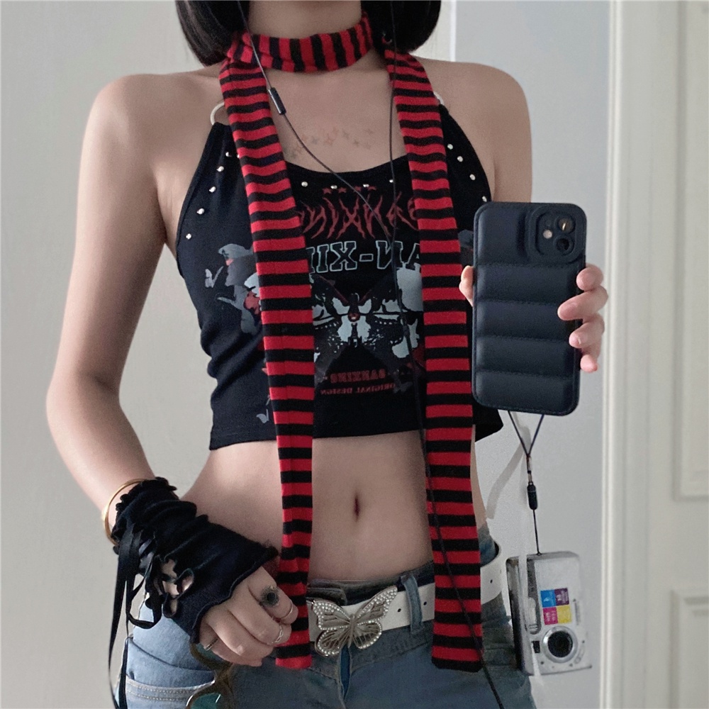 Harajuka Scarf JK Knitted Women Punk Korean Striped Scarf Original ...