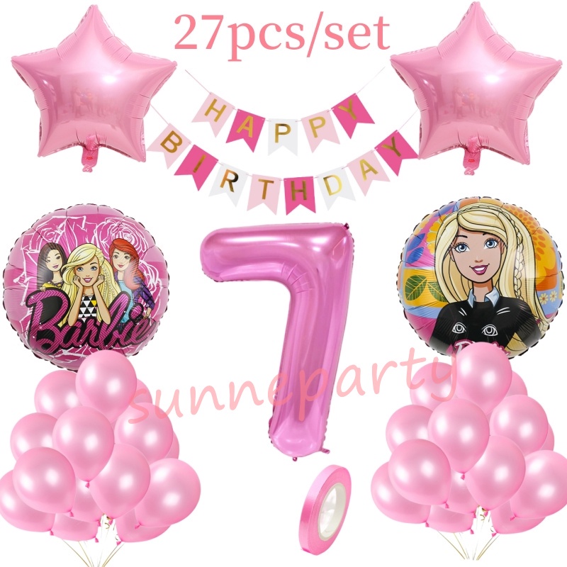Pink Barbie Doll Balloon for Girls Birthday Party Decorations Set ...