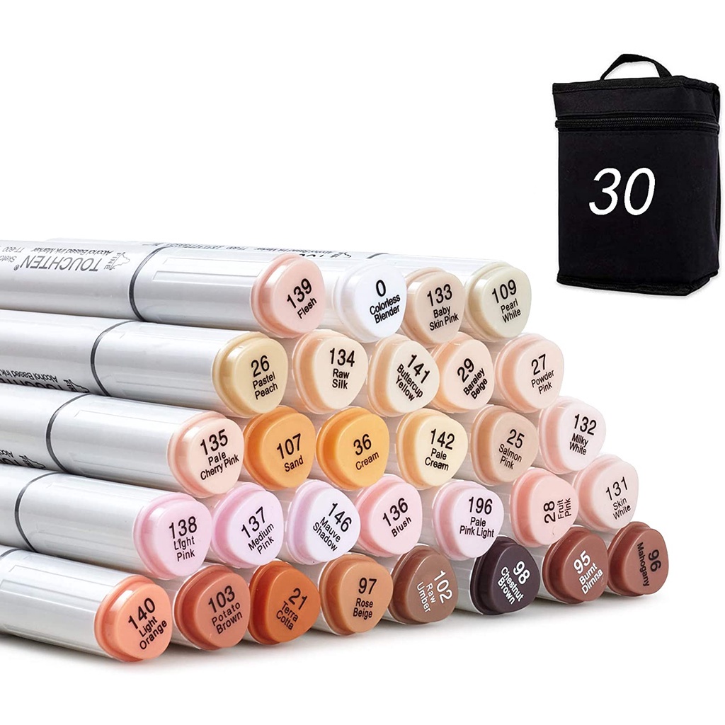 30 Color Triangle skin color Marker Set Dual Tips Alcohol Based Art ...