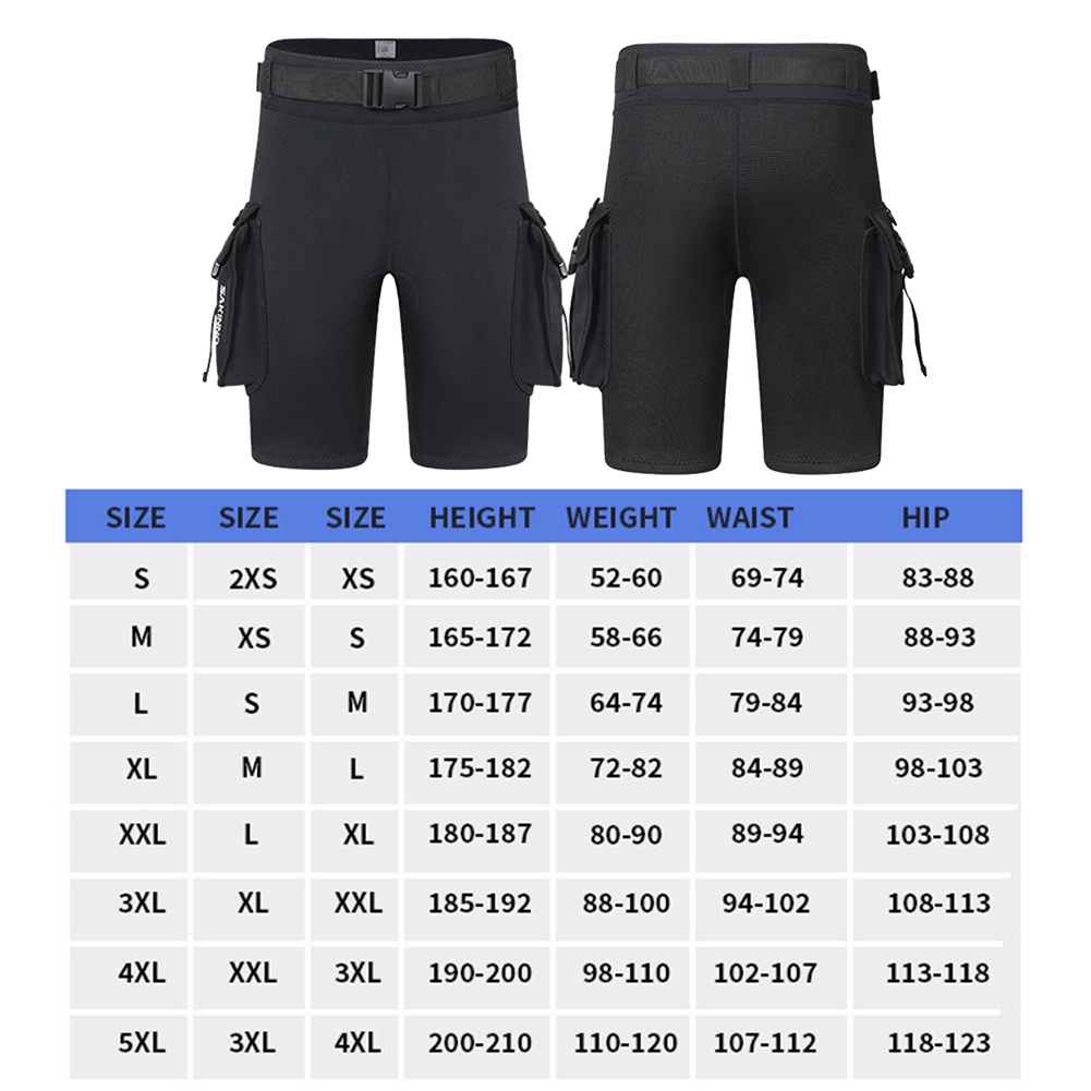 3mm Neoprene Wetsuit Tech Shorts Keep Warm Unisex Wetsuit Cargo Shorts ...