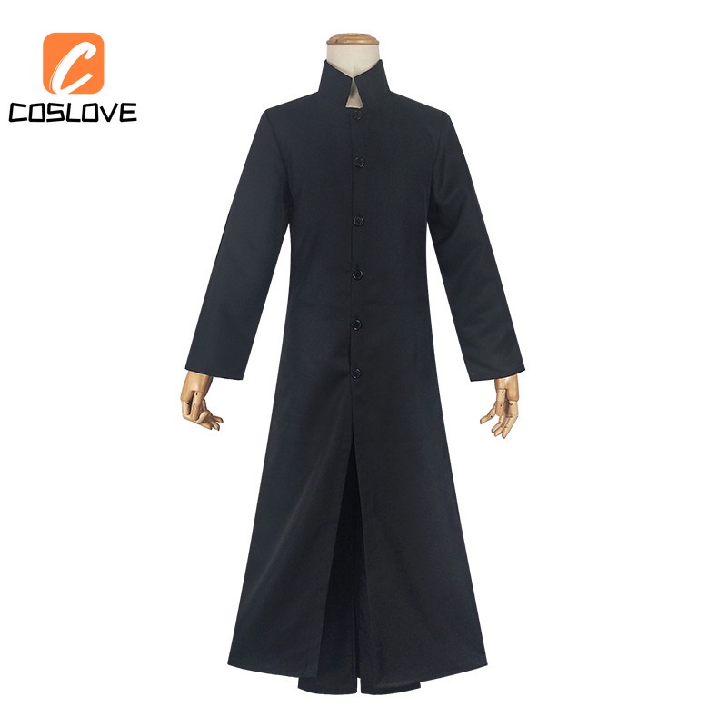 The Matrix Neo Cosplay Full Set Costume Black Color Long Cloak Suit For ...
