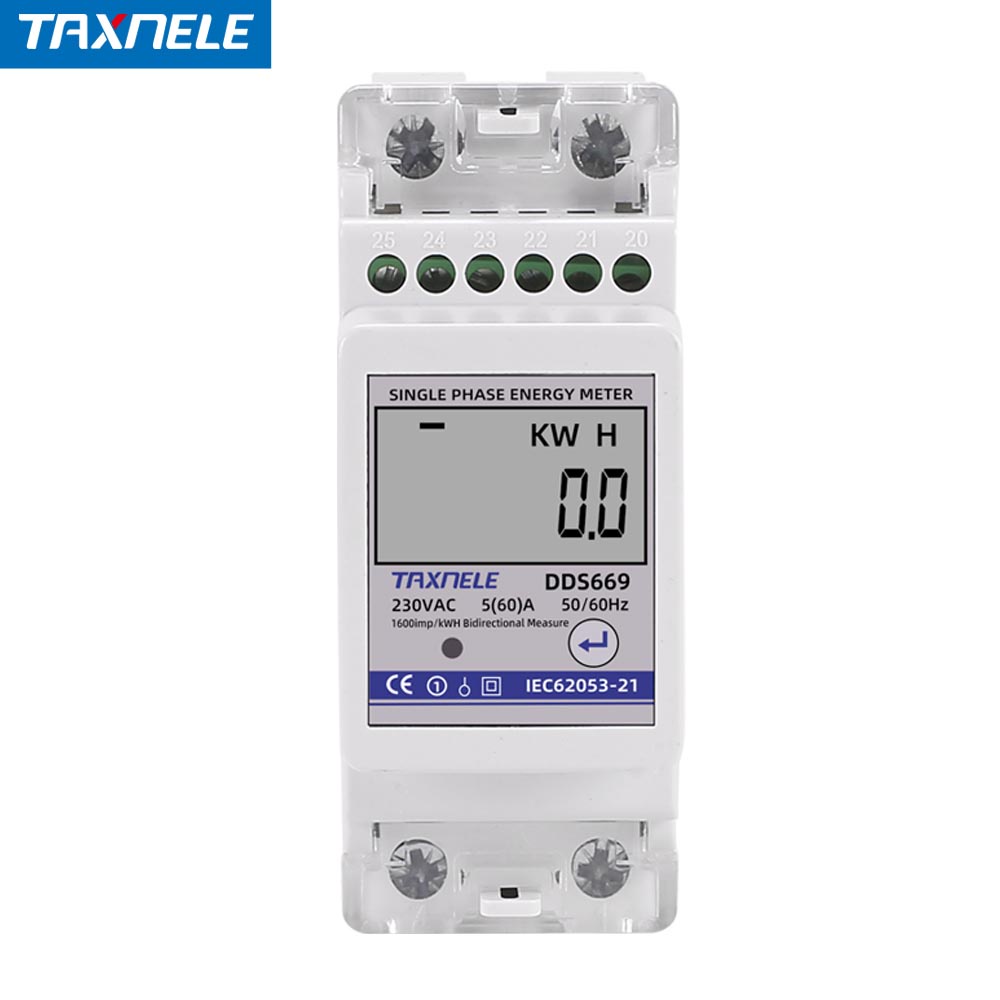 TAXNELE 230V 60A Bi directional Energy KWH Meter for Solar PV Power with R485 Communication ...