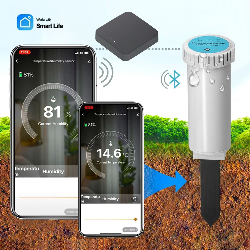 Garden Wifi/Bluetooth-compatible Soil Temperature Humidity Tester ...