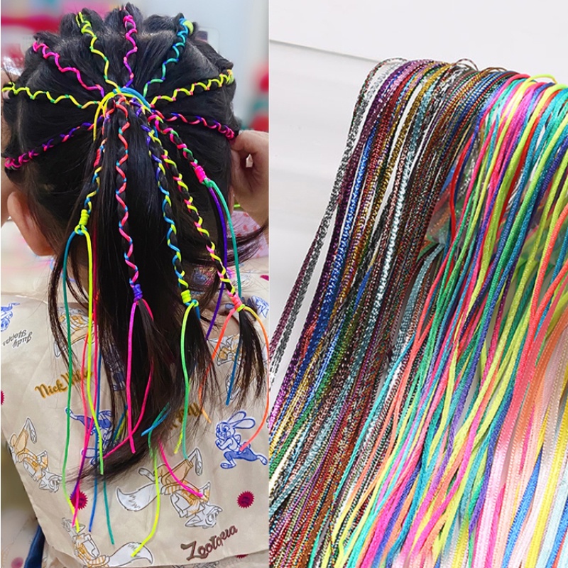 Colorful Braided Hair Rope Color Rope Braids Ribbon Hair Tie Headgear ...