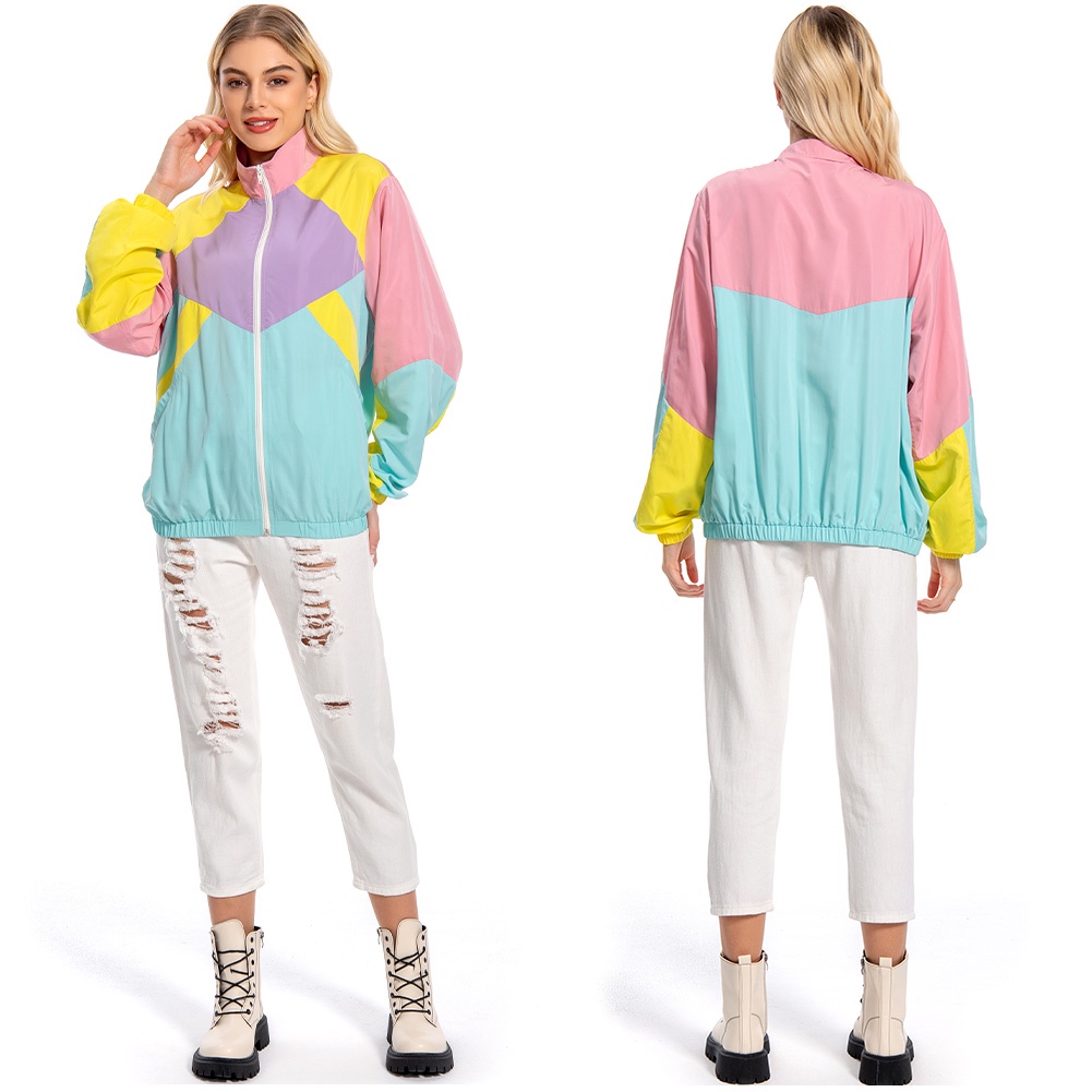 80s Colorblock Retro Jacket Jacket Pink | Shopee Philippines