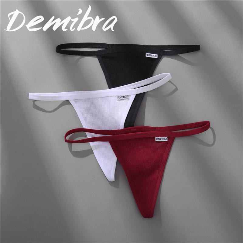 Demibra Women Cotton Thongs Adjustable G-string Sexy Bikini Panties Low ...
