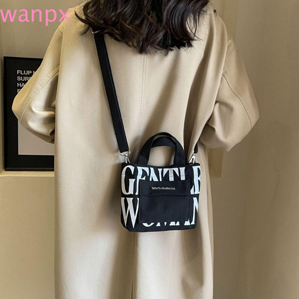 WANPX Gentlewoman Shoulder Bag, Letter Metal Brand Canvas Crossbody Bag ...