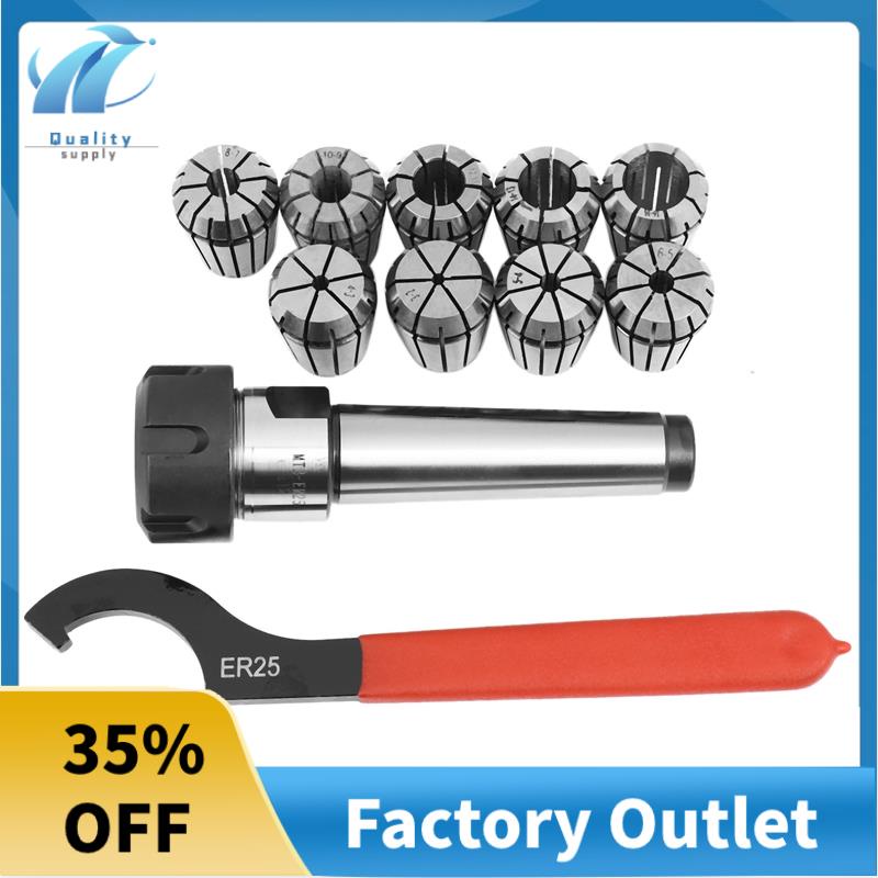 Superb 9Pcs Er25 Spring Collets+1Pcs Mt3 M12 Er25 Collet Chuck Morse ...