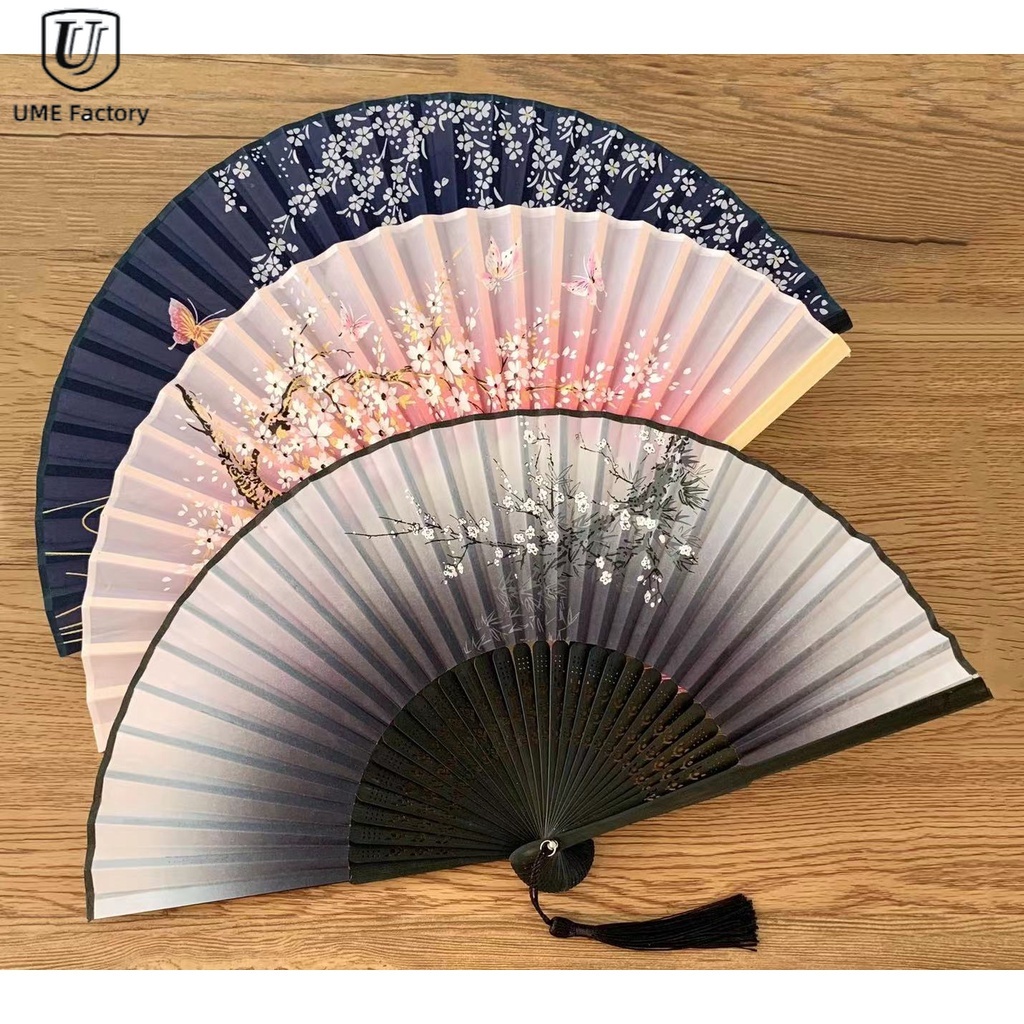 Silk Folding Fan Chinese style Vintage Style fan Retro Style Silk ...
