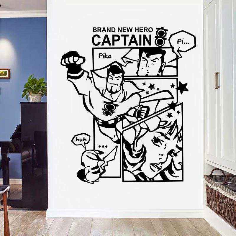 Superman Comics Anime Vinyl Wall Stickers Bar Marvel Window Glass Door ...