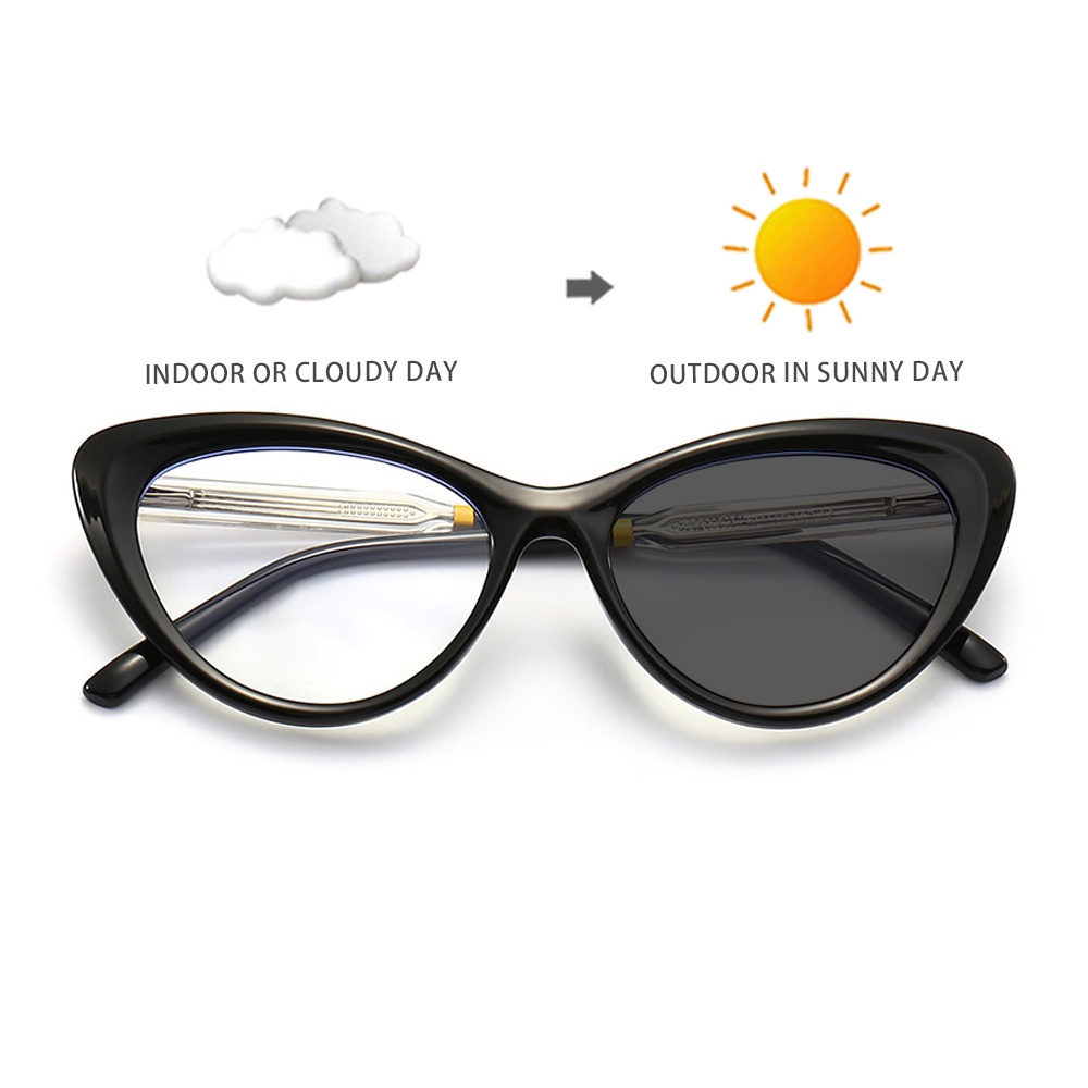Photochromic Anti Radiation Blue Ray Eyeglasses Women Cat Eye TR90 Blue ...