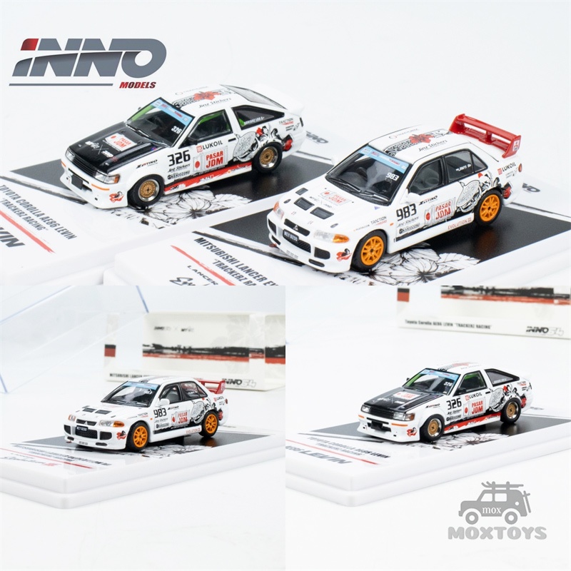 INNO 1:64 COROLLA AE86 Levin & LANCER EVOLUTION III TRACKERS RACING ...