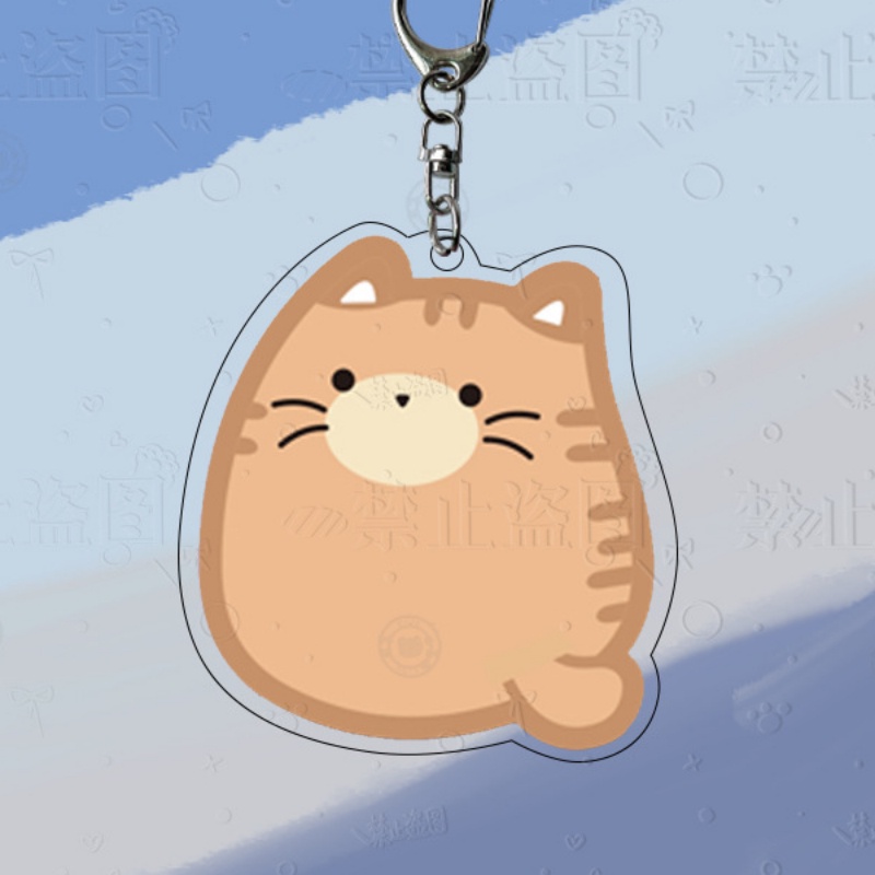 Keychain Cartoon Animation Silly Kitten Cute Cat Acrylic Key Ring Doll ...