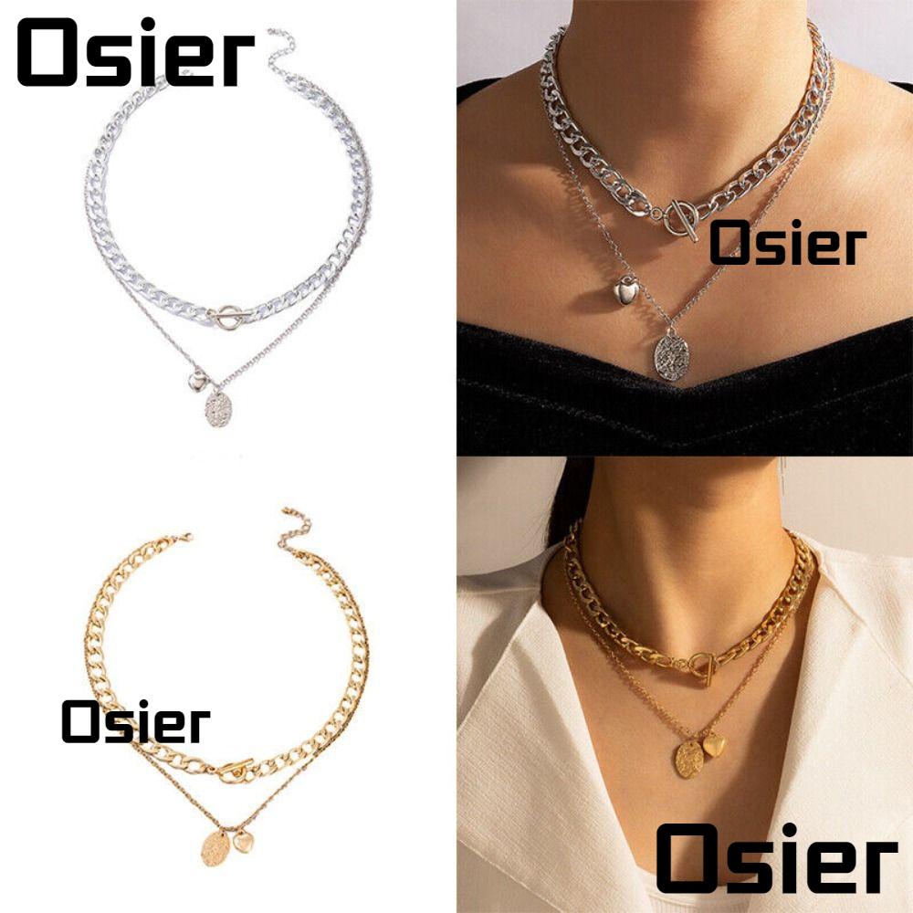 OSIER1 Collarbone Chain, Punk Metal Chunky Chain Necklace, Gift Multi ...