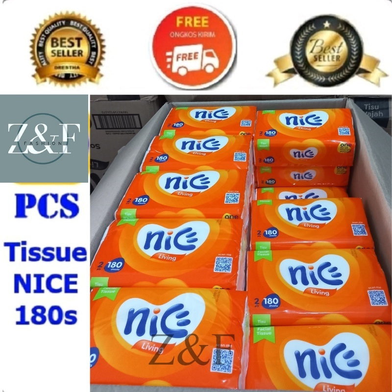 Nice Tissue Pack Of 5 Packs 180 Sheets 2 Ply Or Dry Tissue | Shopee ...