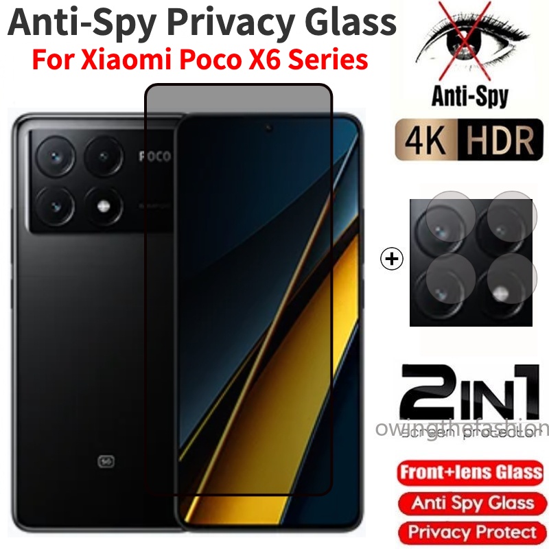 Full Cover Curved Screen Private Tempered Glass For Xiaomi Poco X6 Pro ...