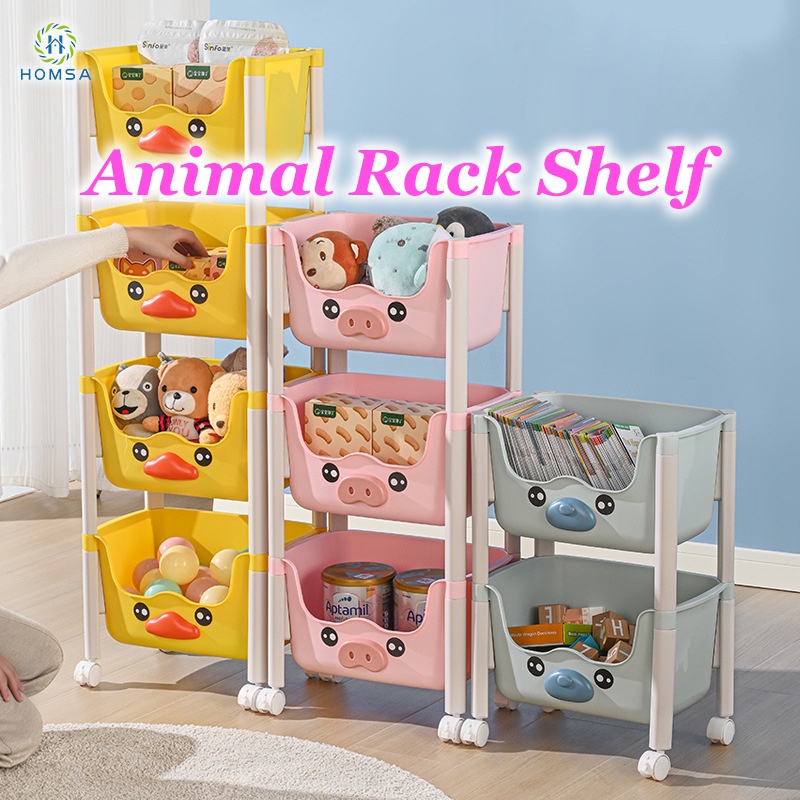 HOMSA Animal Simple Moving Rack Shelf Large Capacity Organizer Storage ...