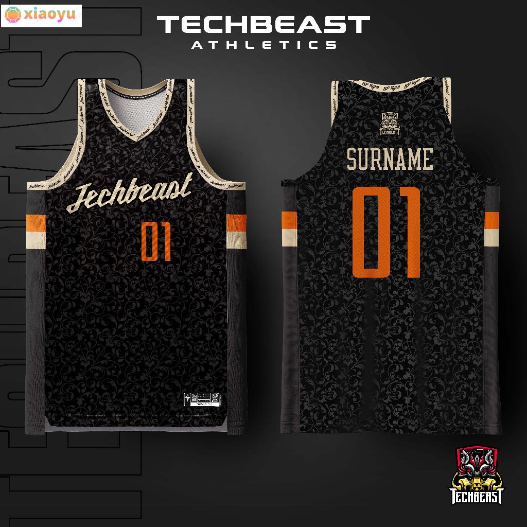 Black Floral Full Sublimation Basketball Jersey Techbeast ( CUSTOM NAME + NUMBER ) | Shopee ...