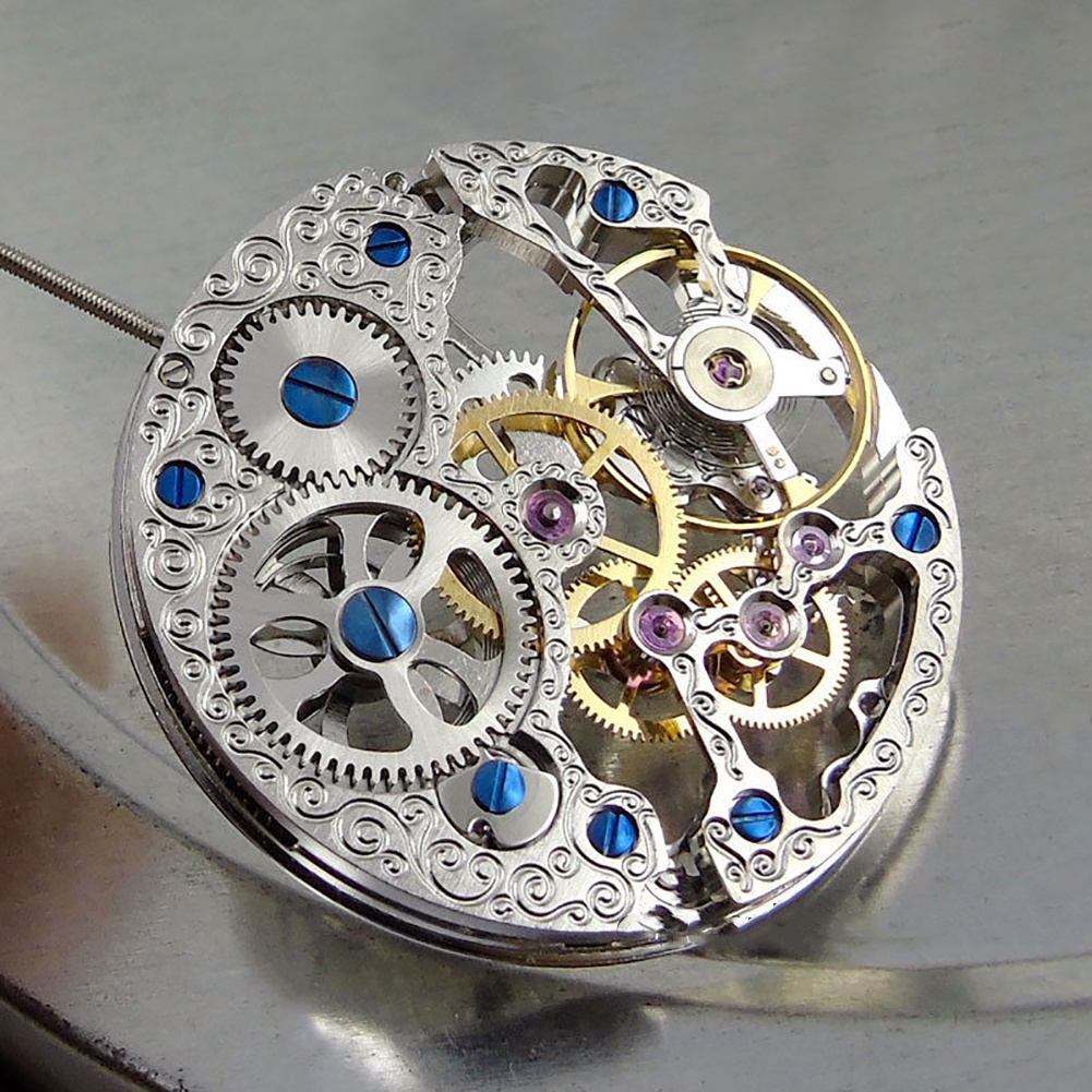 6497 Mechanical Movement 17 Jewels Full skeleton Hand-Winding Watch ...