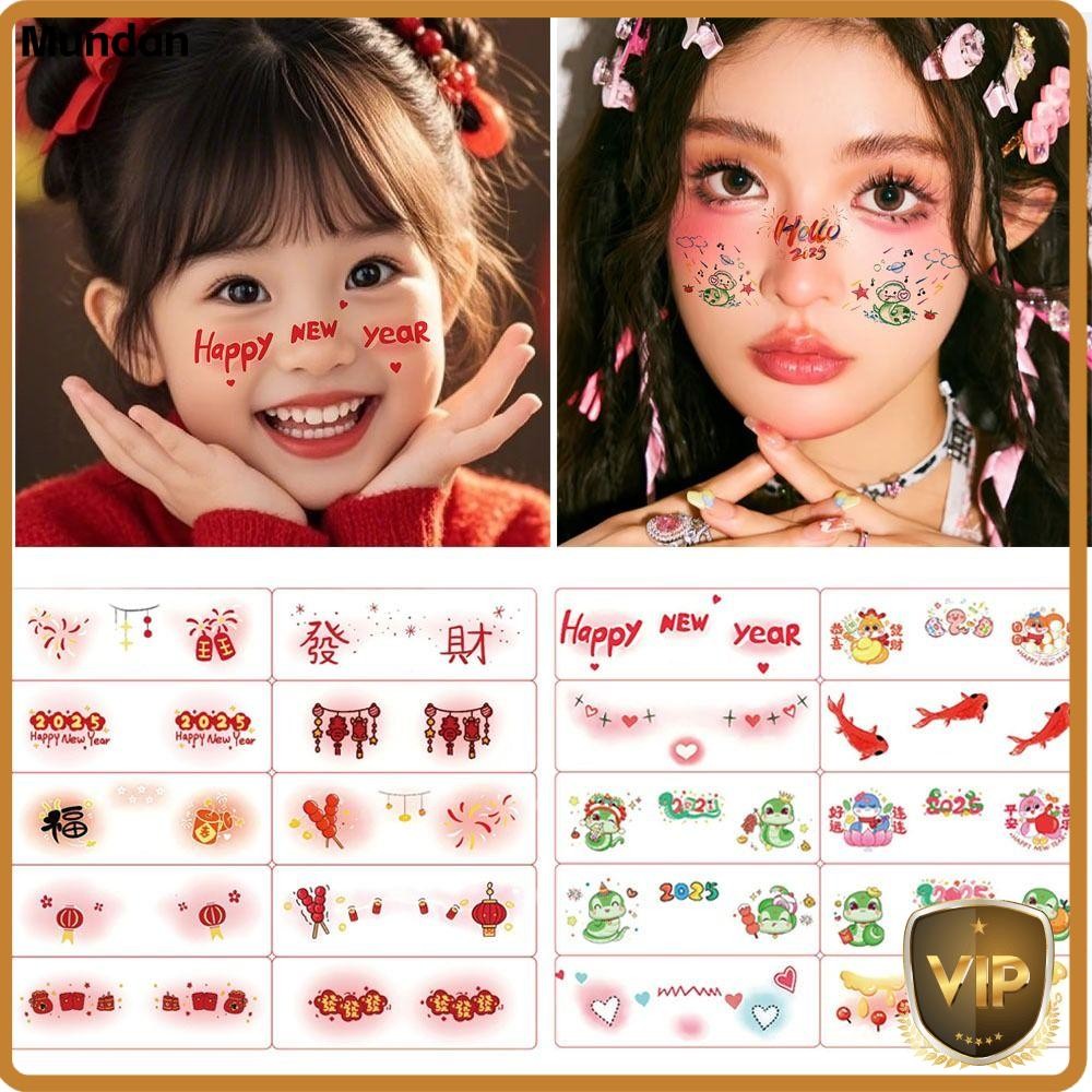 MUNDAN 6 Sheets Face Tattoo, Glitter Temporary Face Makeup Patches ...