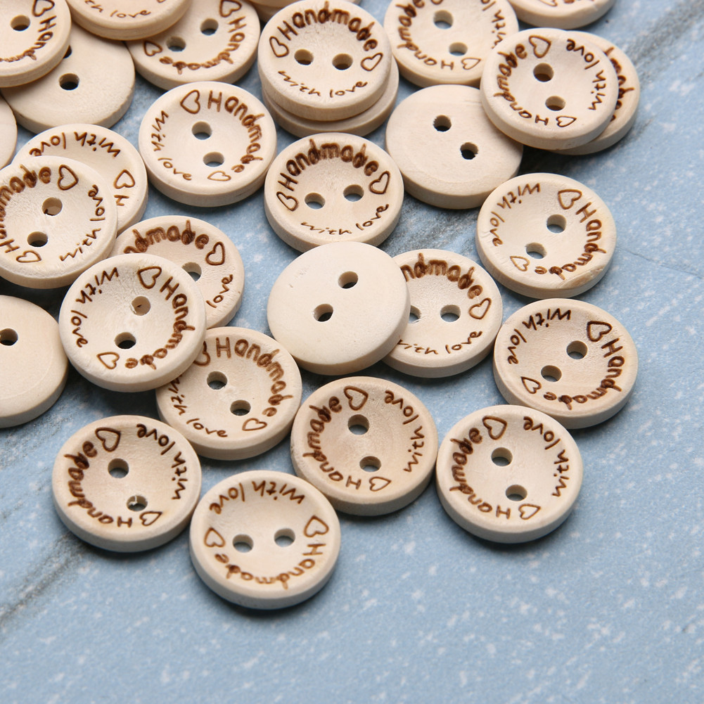 Diy Handmade with love Buttons Scrap booking Sewing B(100pcs/pack ...
