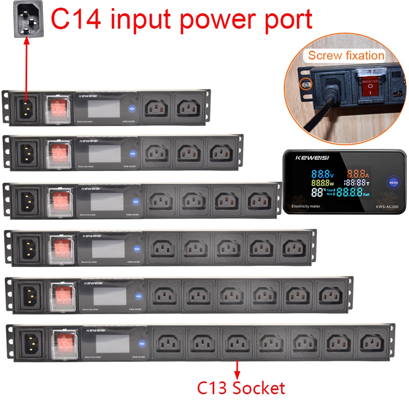 C14 power input PDU cabinet type digital display meter power distribution unit power strip, 2-14 ...