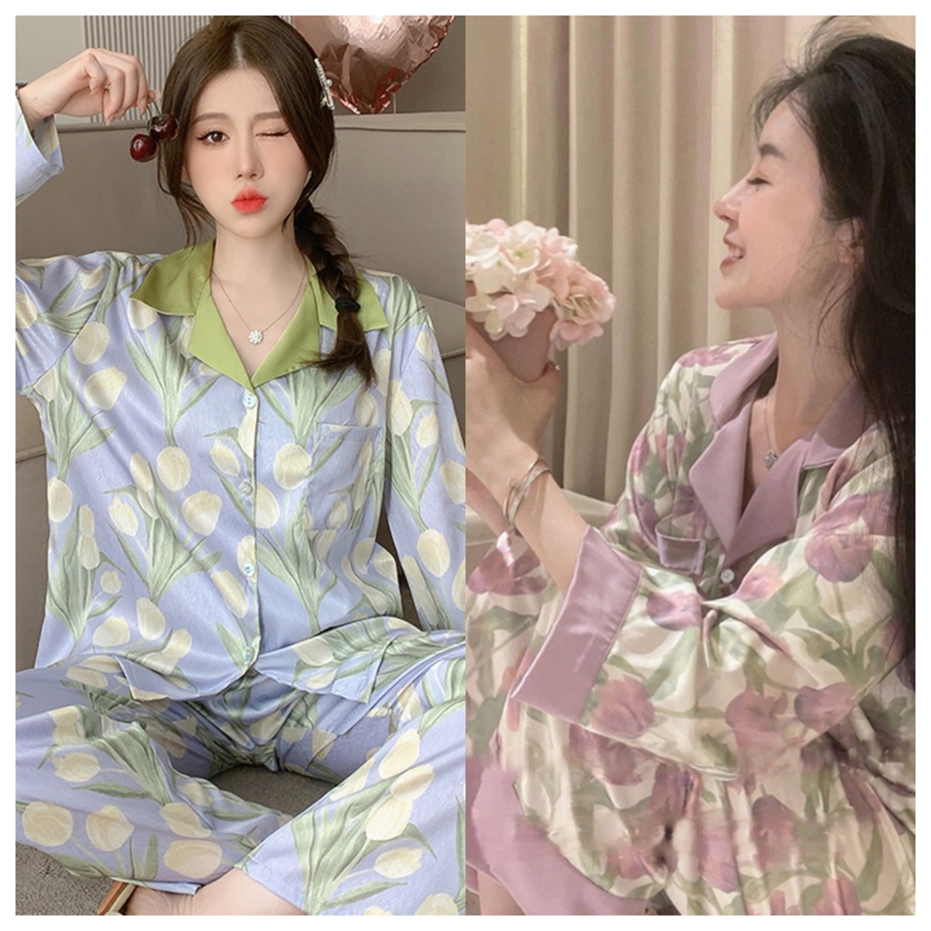 Silk Tulip M-5XL Pajama terno for Women Sleepwear Woman Plus Size ...