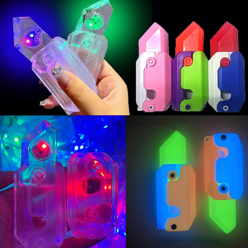 3D Printed Carrot Knife Toy Led Gravity Knife Glow in The Dark Plastic ...