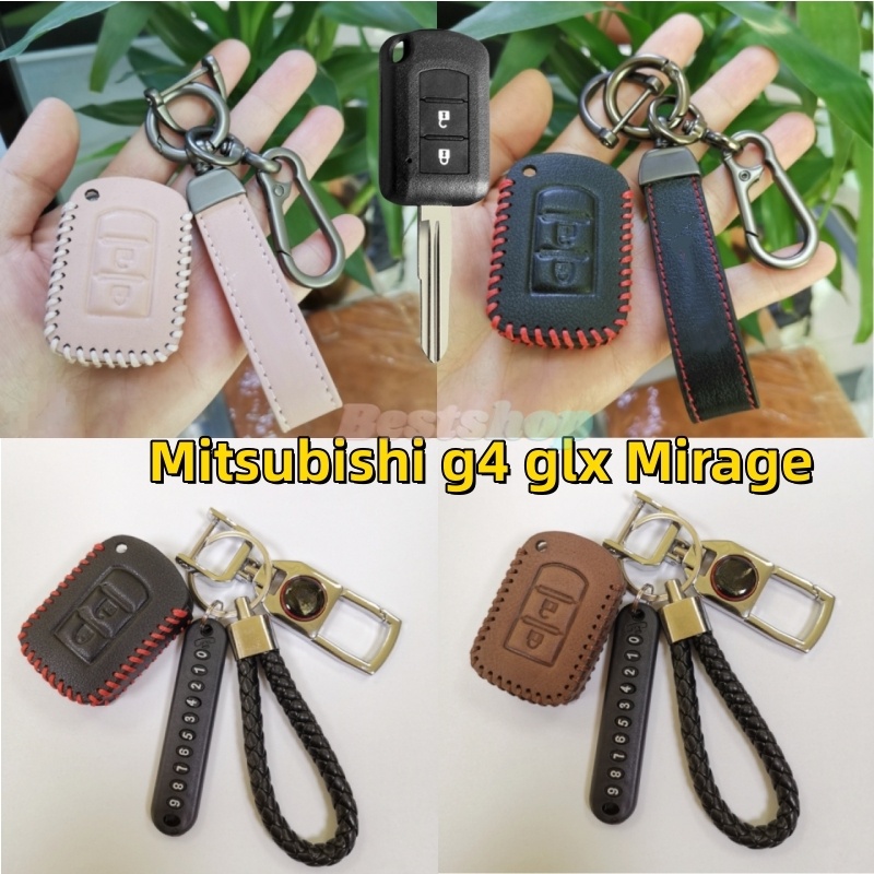 Leather Car Key Case Keychain For Mitsubishi Montero Mirage g4 glx ...