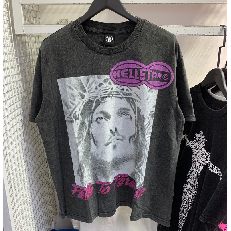 High Street Men's and women's tops Hellstar New Wash Old Print Casual Short Sleeve T-shirt ...