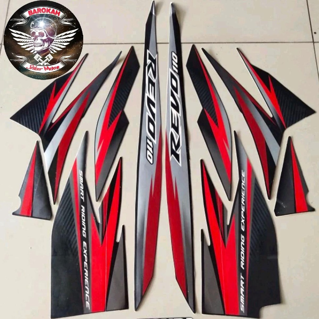 MERAH HITAM Ajs Striping stickers for honda revo 110 Absolute 2011 2012 ...