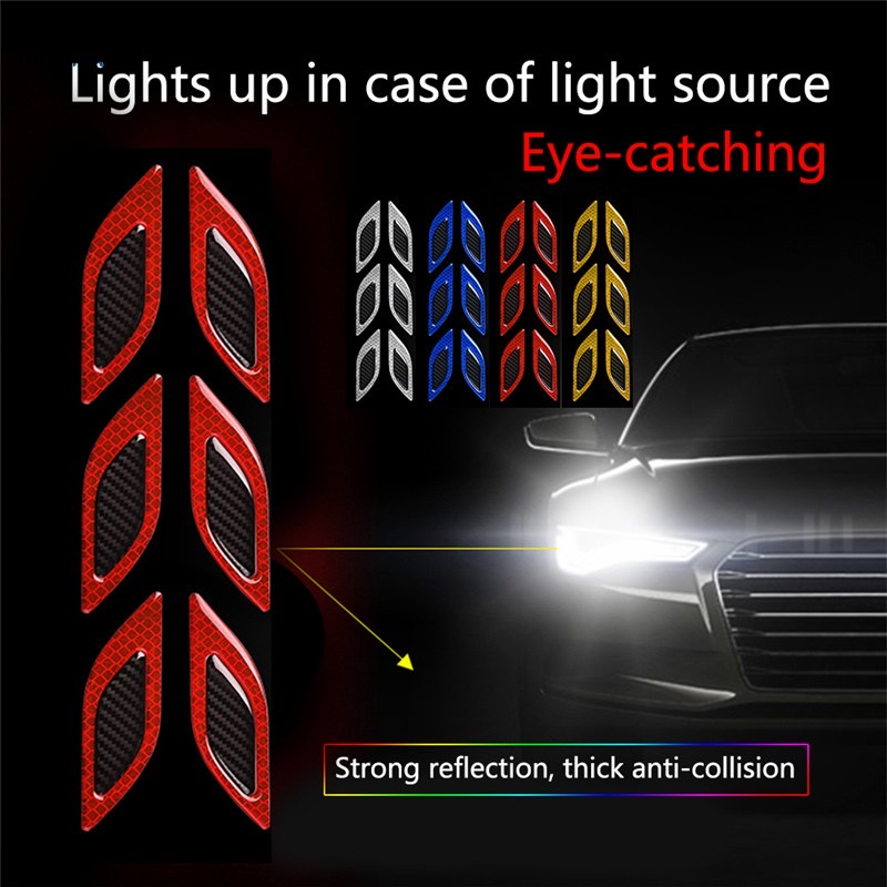 6PCS / Set Reflective Stickers For Car Strips Carbon Fiber Car Sticker ...