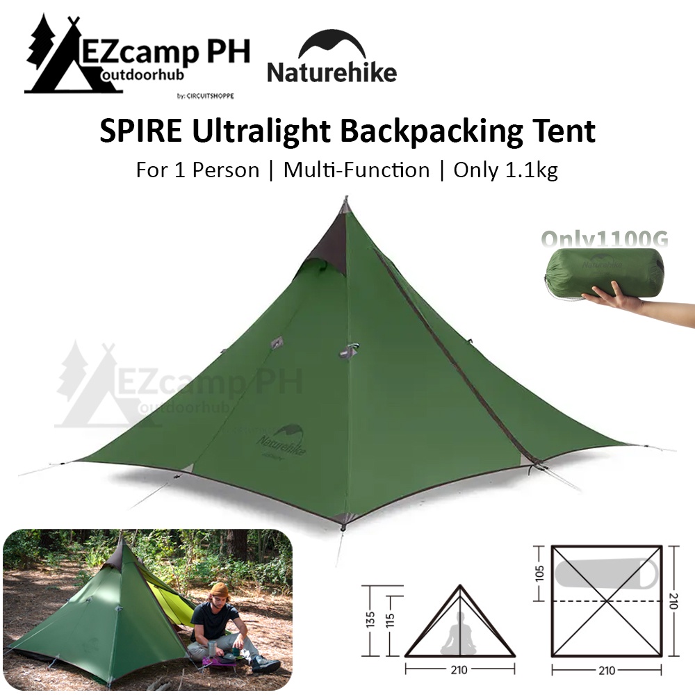 Naturehike SPIRE 1 Person Ultralight Hiking Tent Waterproof Tent Canopy ...