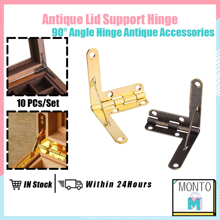 5 Pairs Antique Lid Support Hinge Frame 90 Degree Angle Jewelry Box ...