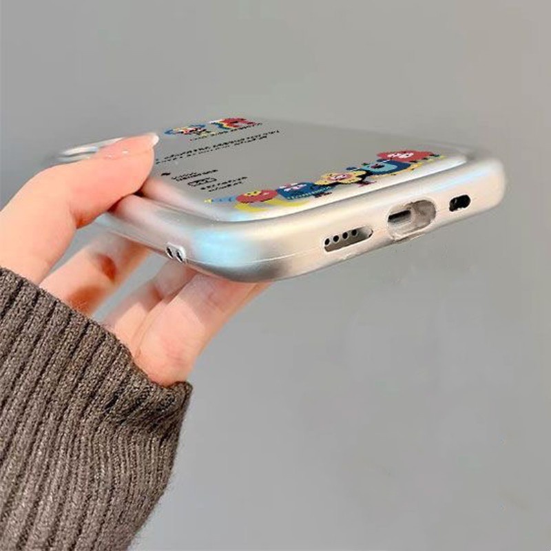 Doodle Monster Flower Black Lanyard Silver Oval Phone Case For iPhone ...