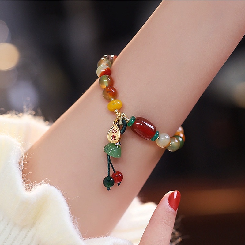 New Chinese style natural stone national style lotus shaped bracelet ...