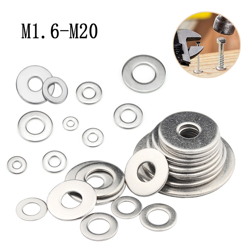 5-100pcs 304 stainless steel flat washer metal flat washer M1.6 M2.5 M3 ...
