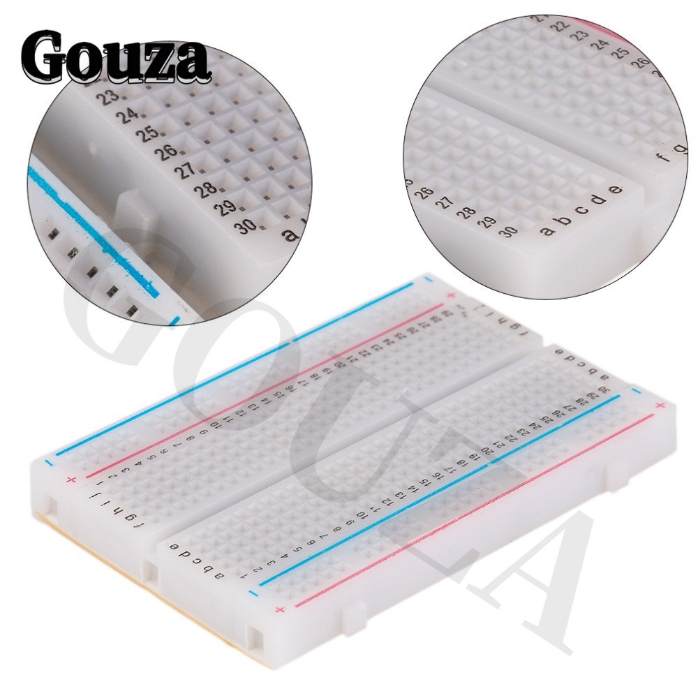 GOUZA 8.5x5.5cm 400 Tie Points Solderless PCB Breadboard Mini Universal ...