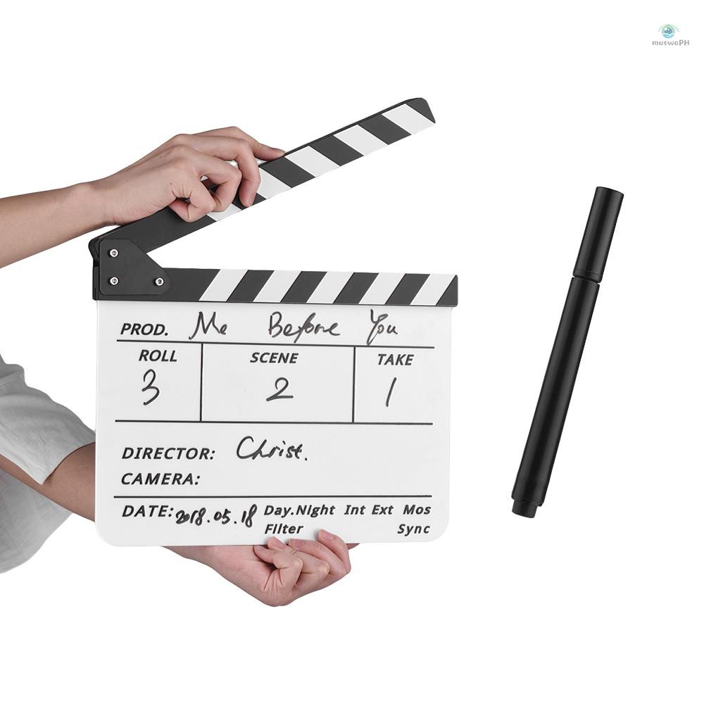 Black/White Stick Clapper Board Slate with Marker Pen for Film ...