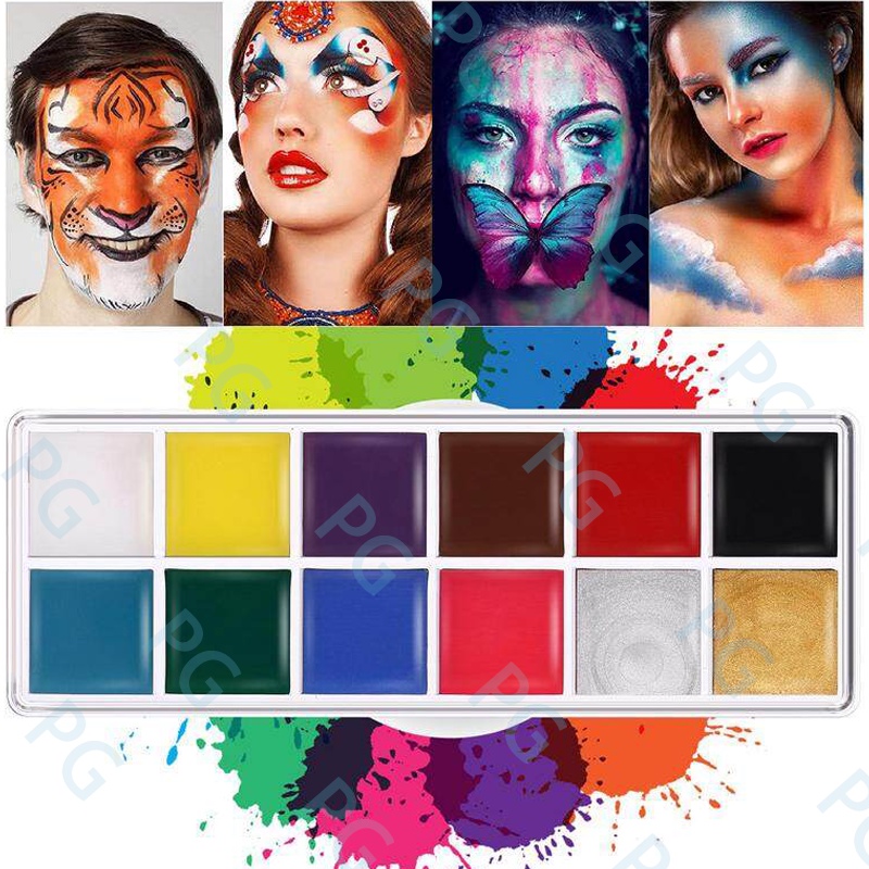 12 Colours Body Face Paint Solid Watercolour Paint Set Partial Makeup ...