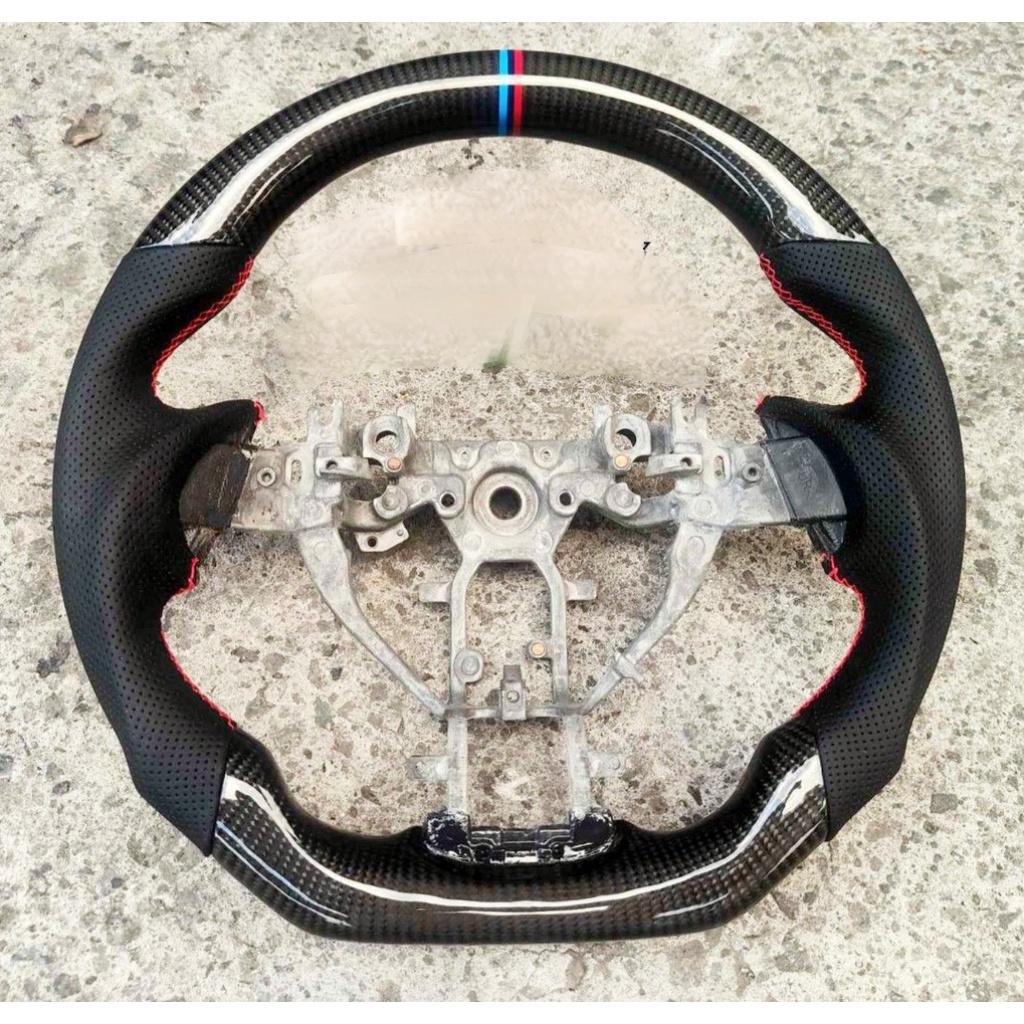 CARBON FIBER Steering Wheel Frame with RED & BLUE Design NISSAN CALIBRE ...